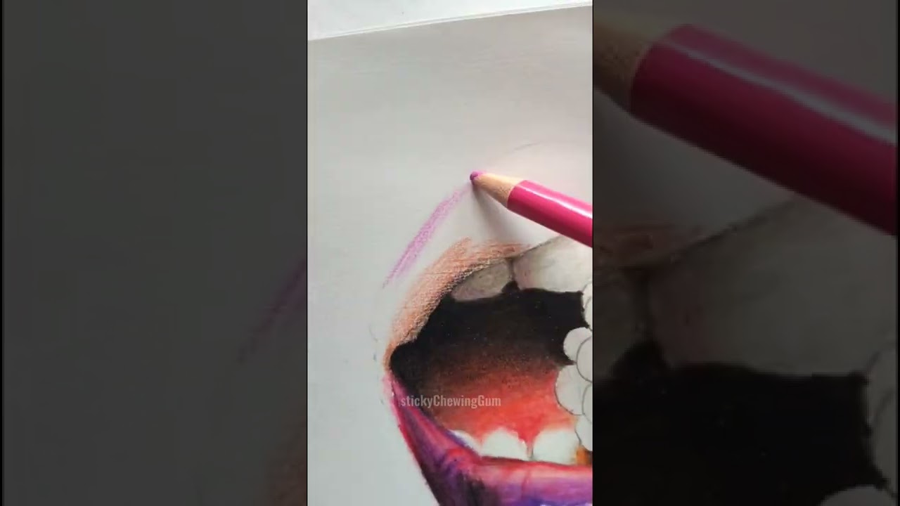 Drawing lips biting fruits
