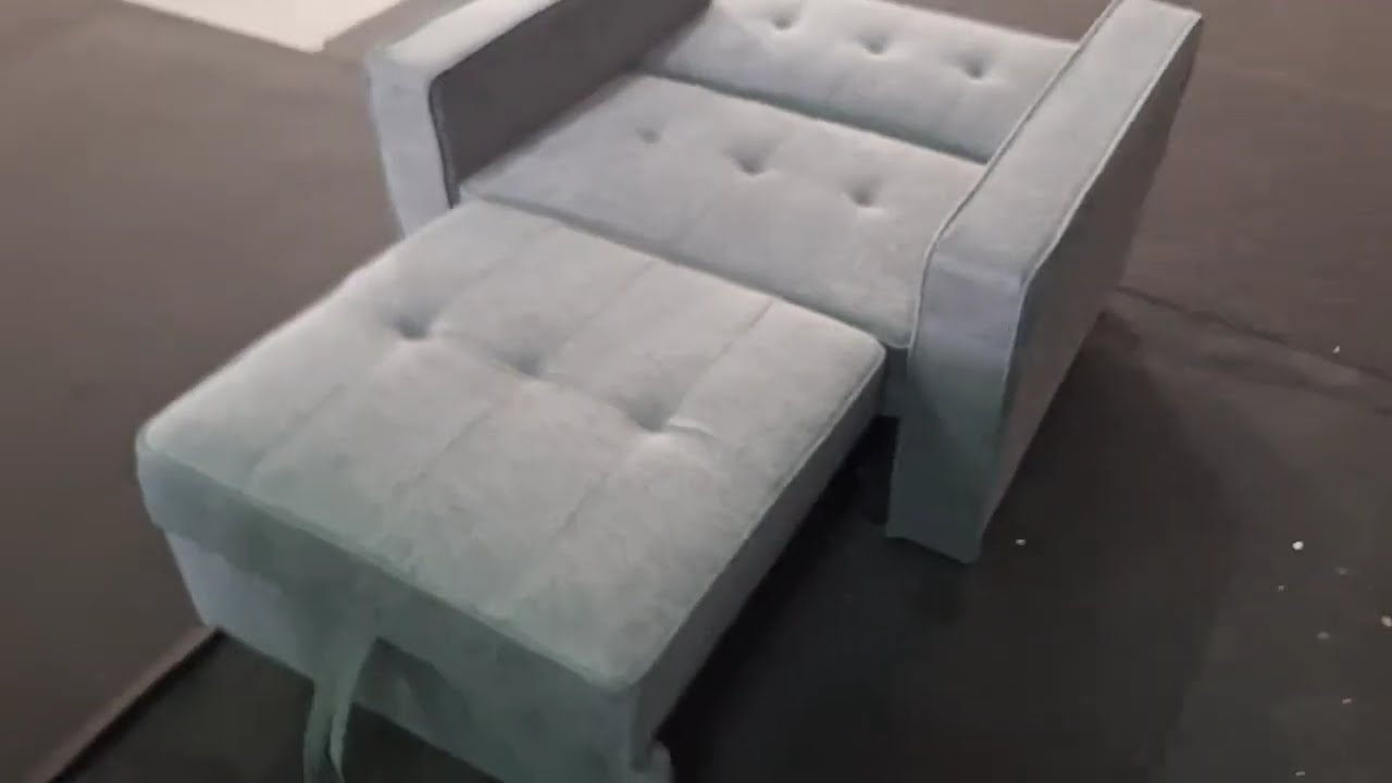 Sofá cama individual, una plaza, tres posiciones, tela gris - Berlin