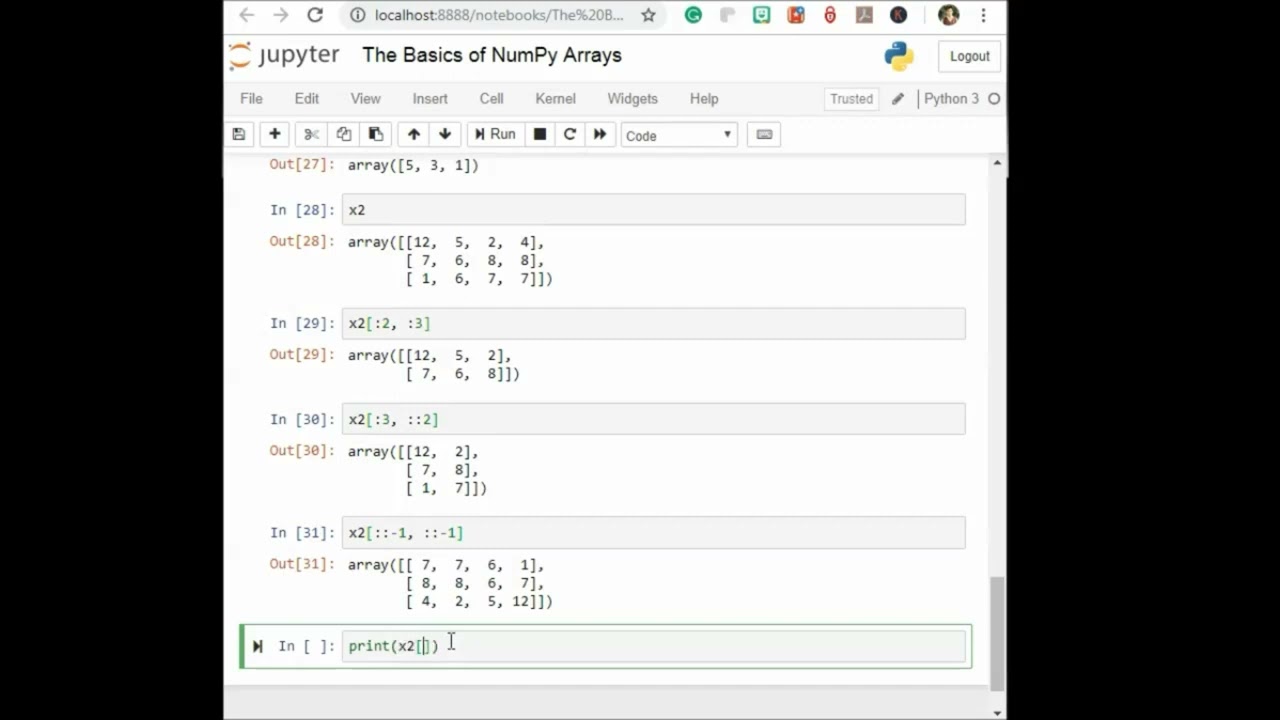 Array Slicing - Accessing Subarrays || Python || Numpy || Data Science || Machine Learning