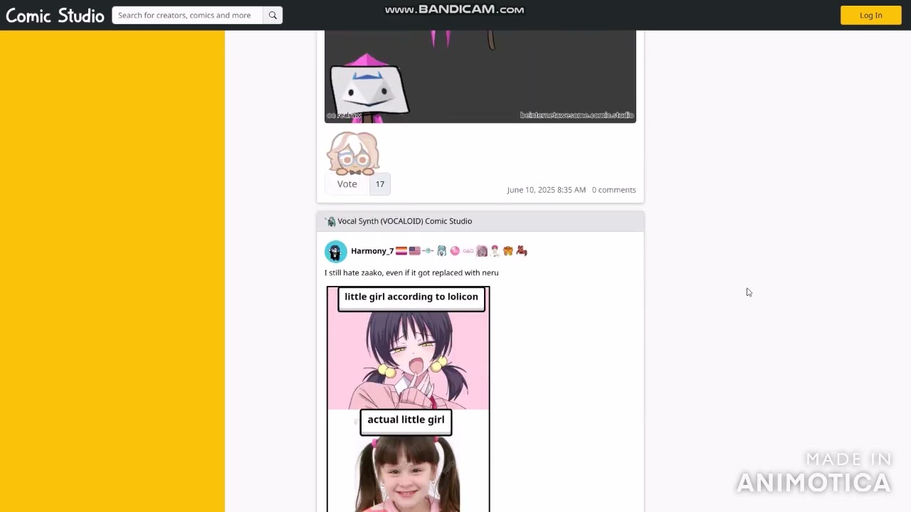 Harmony 7's profile was deleted in comic studio