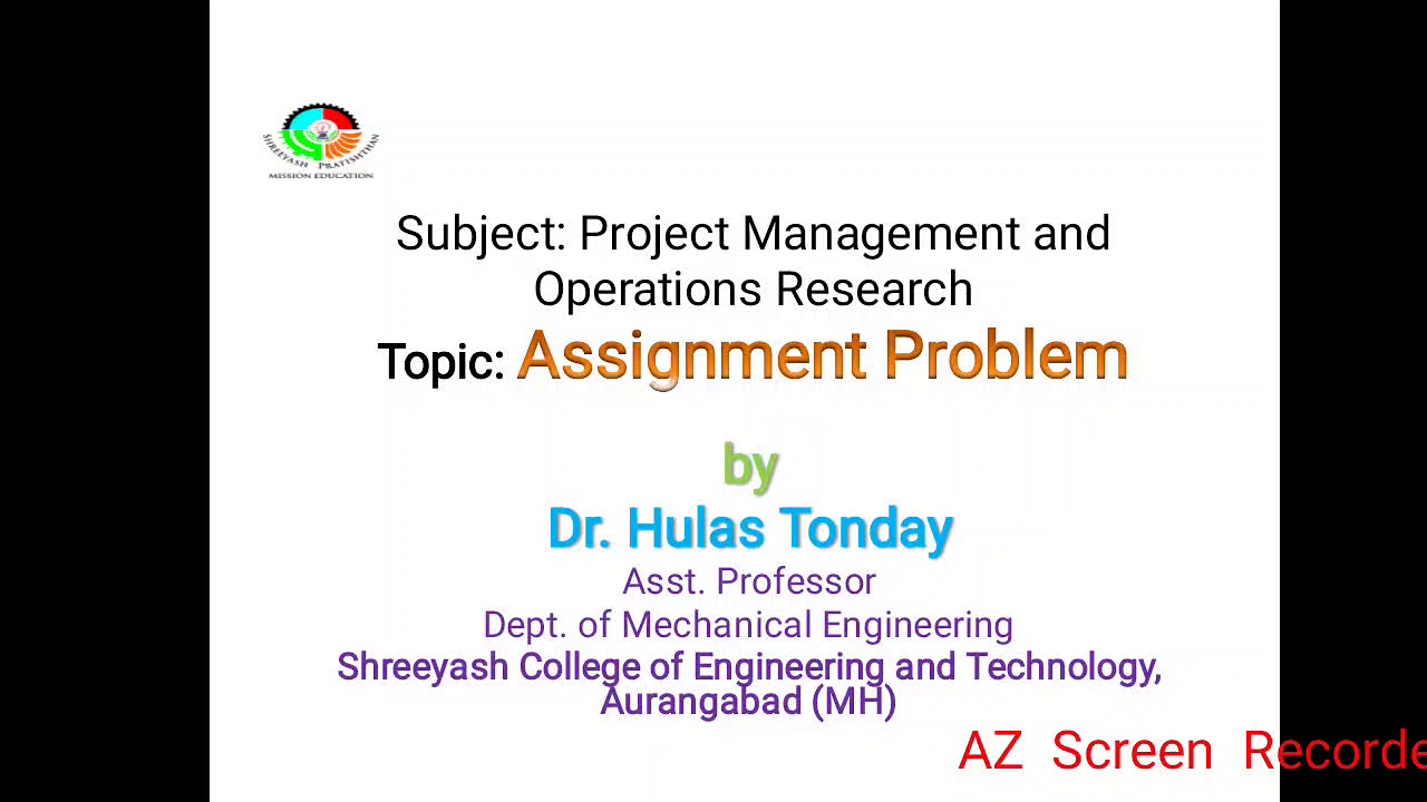 Assignment problem (in PMOR)