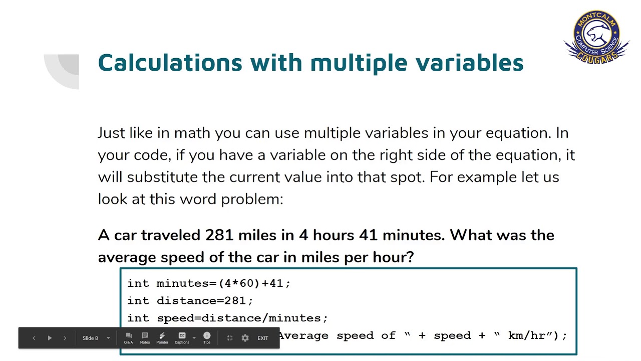Using variables to Solve Math Problems in Java