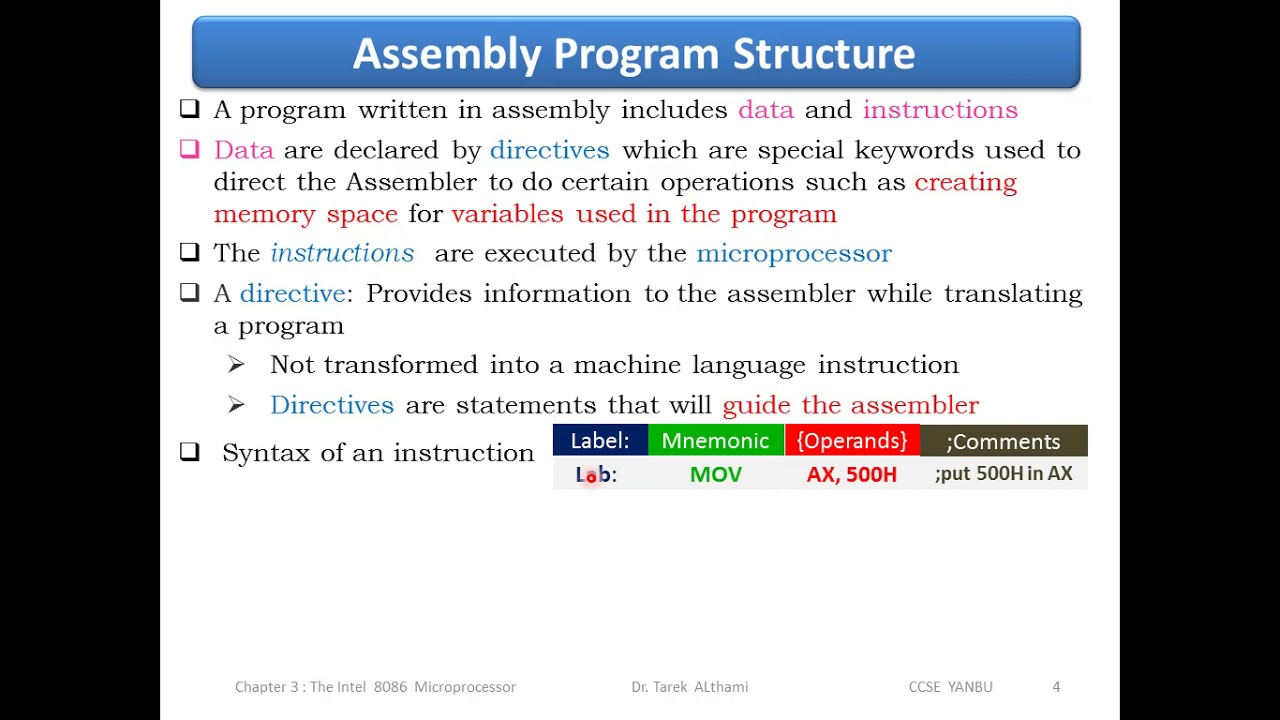 3- 8086 Assembly Program Structure