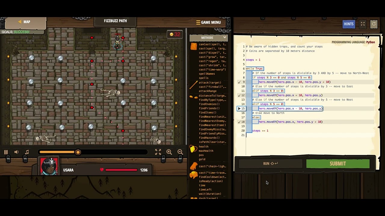 CodeCombat Fizzbuzz Path | Python | %