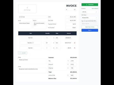 How to generate Invoice PDFs in bulk using @Notion and OnlinePDFGenerator