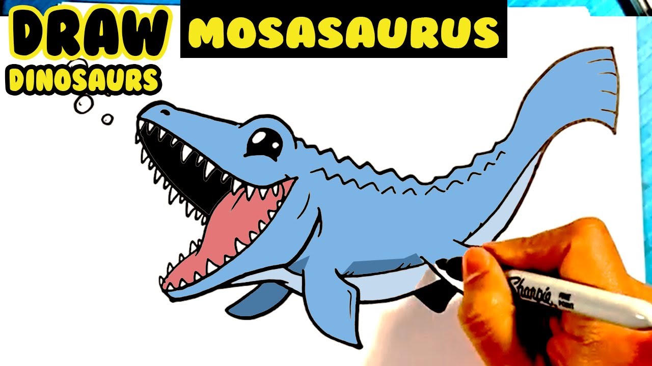 EASY How to Draw DINOSAURS - MOSASAURUS CHIBI