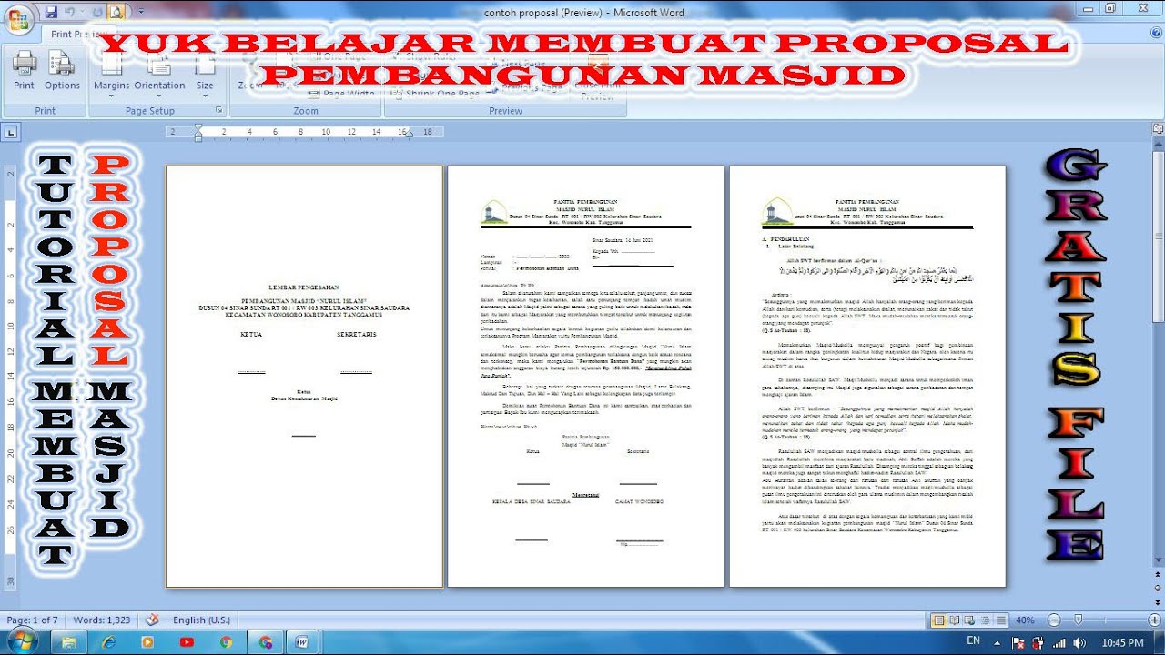 tutorial cara membuat proposal pembangunan masjid / mushola ( GRATIS FILE )