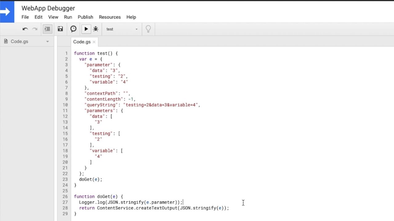 how to debug a web app deployed using google apps script