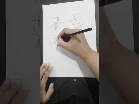 easy drawing flowers of nature with pencil |#drawing #shorts #nature #Uzi_drawing