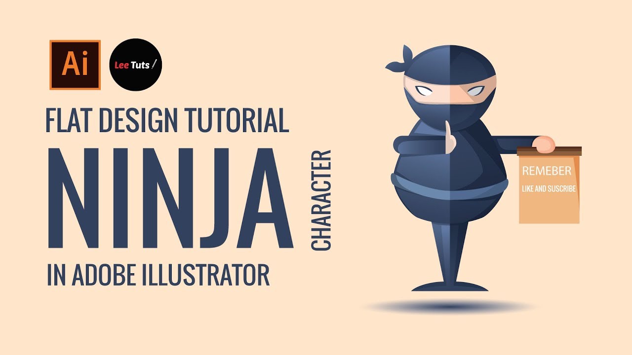 How To Draw Ninja | Flat Design Characters ( Speed Drawing ) | Illustrator Tutorial