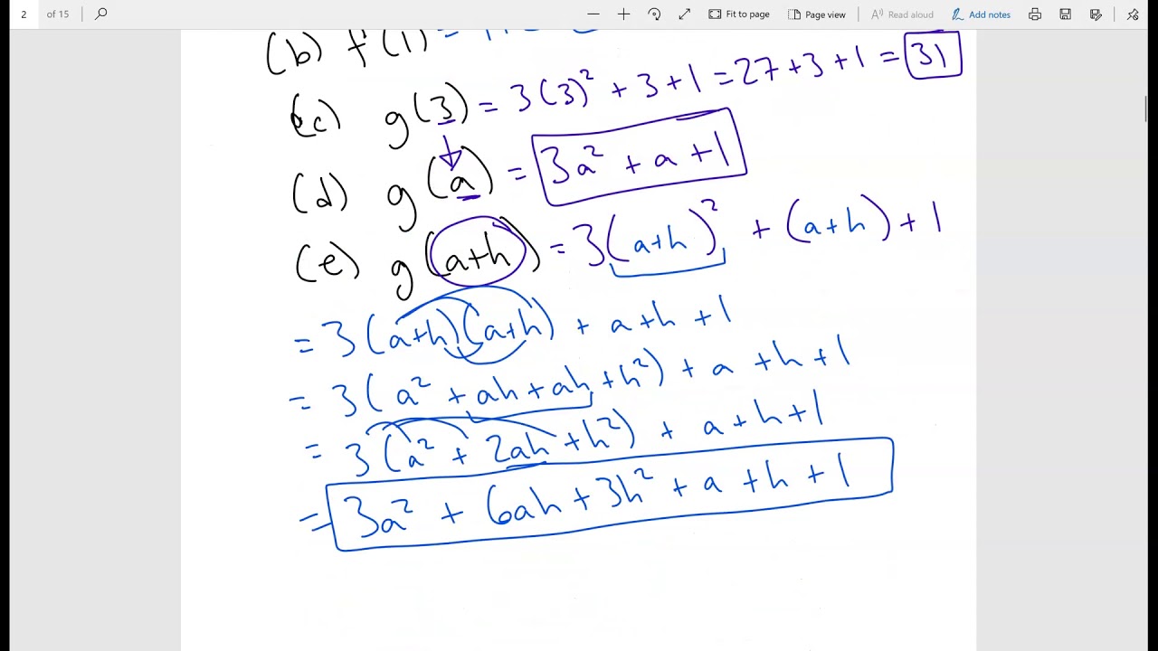 Math 141: Functions and Function Notation