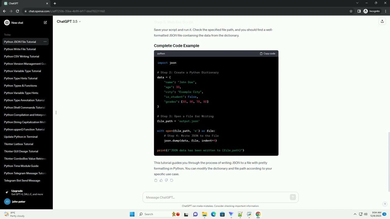 python write json to file pretty