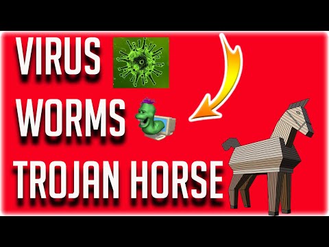 Viruses worms and Trojan horses in network security | Difference between Virus worm and Trojan Horse