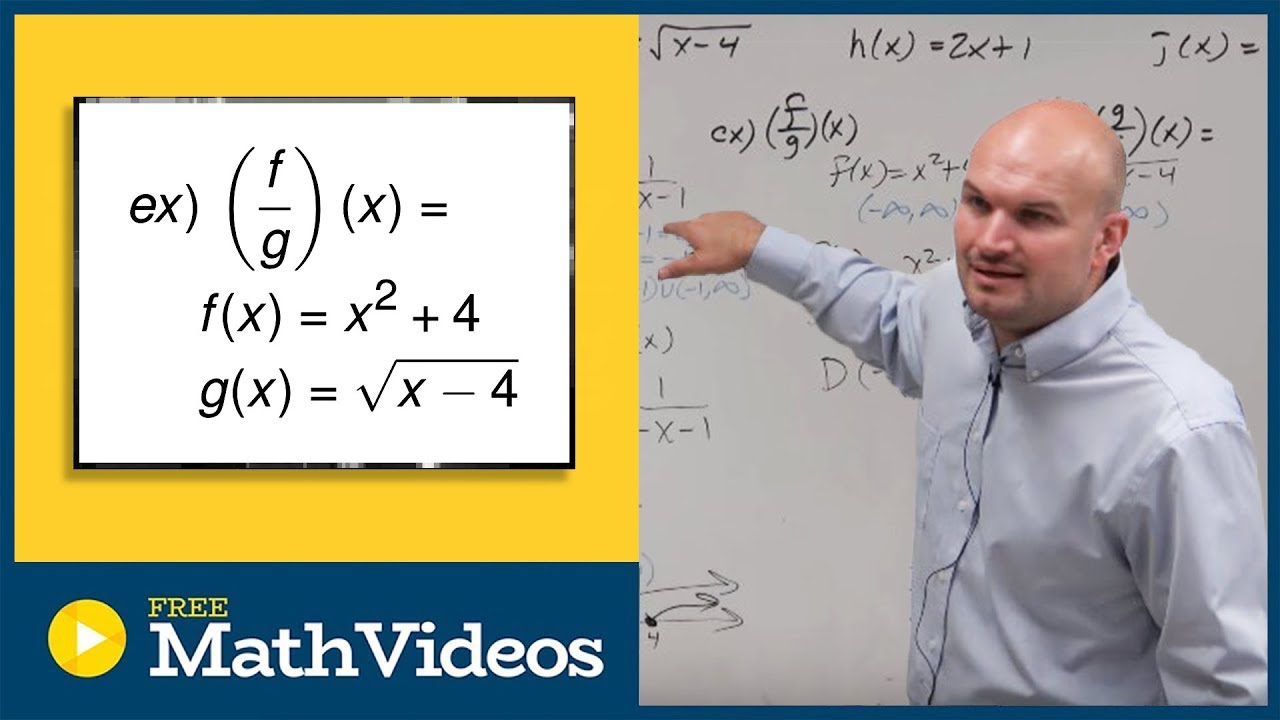 Divide two functions then determine the domain