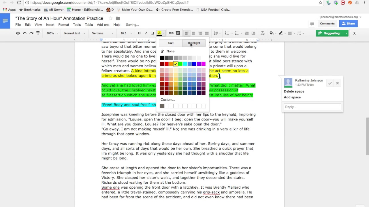 How to annotate using Google Docs