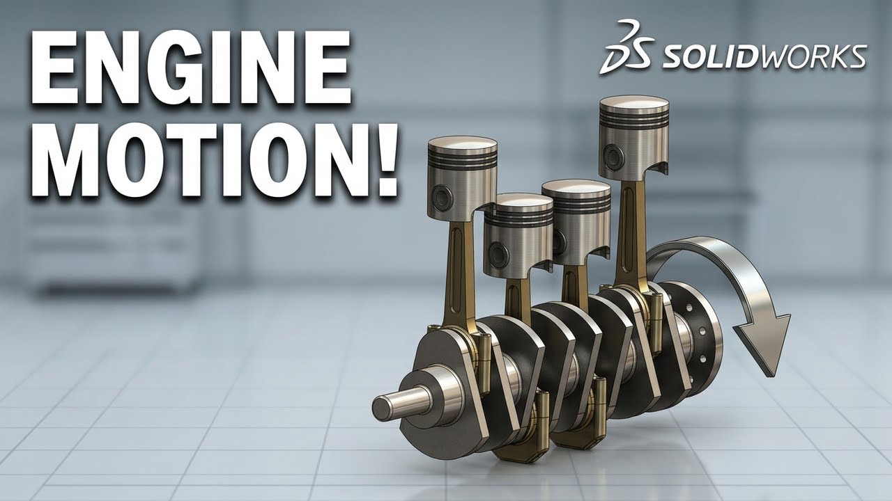4 cylinder engine assembly and Motion | Solidworks Tutorials