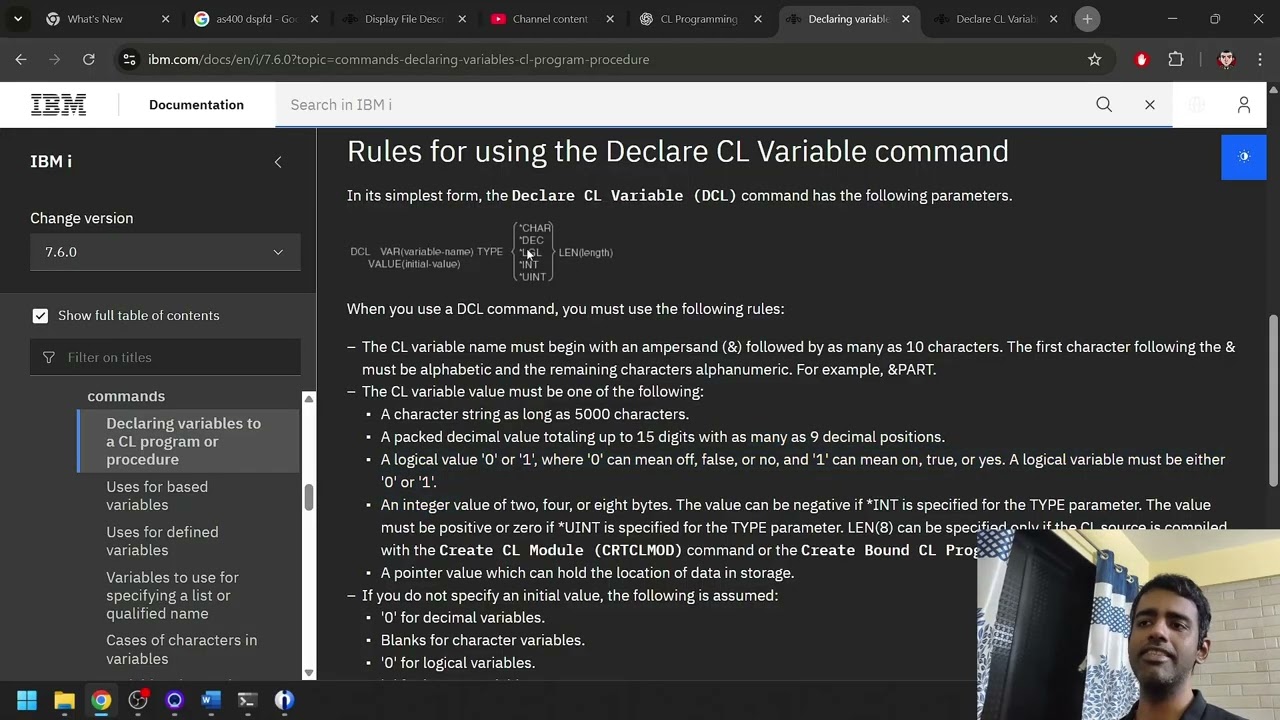 Variable Declaration DCL - CL programming for beginners AS400 (IBM i)