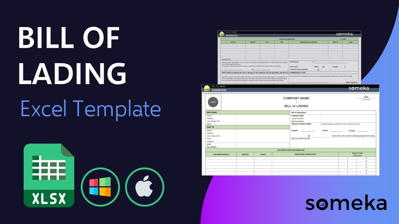 Bill of Lading Excel Template | Fill, Edit & Print