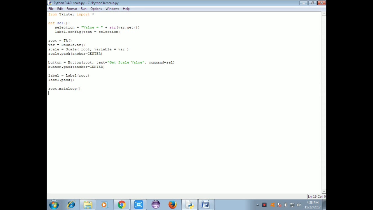 Python tkinter in Tamil-21:Scale widget in python