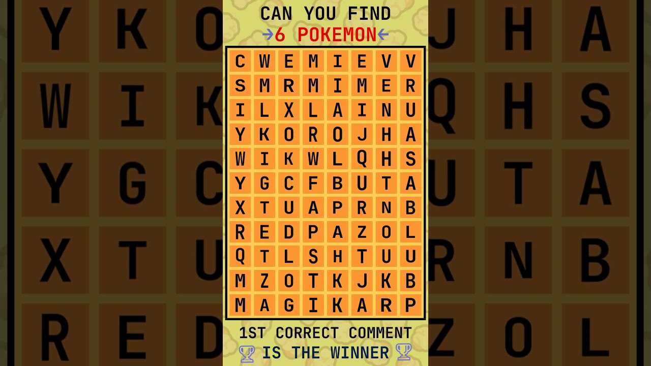 Find 6 Hidden Pokemon 👀 Word Search 🧩 178