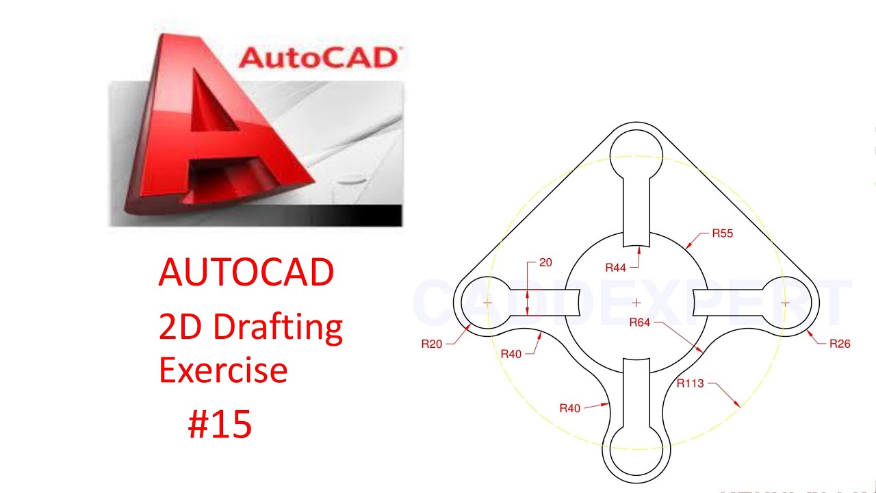 AUTOCAD 2D Drafting Exercise  #15