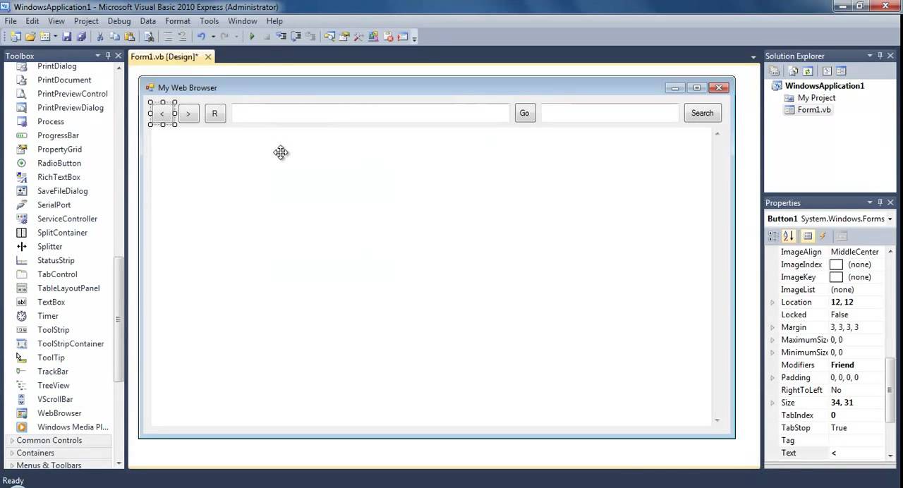 Learn Visual Basic - #18 - Web Browser with Search Bar