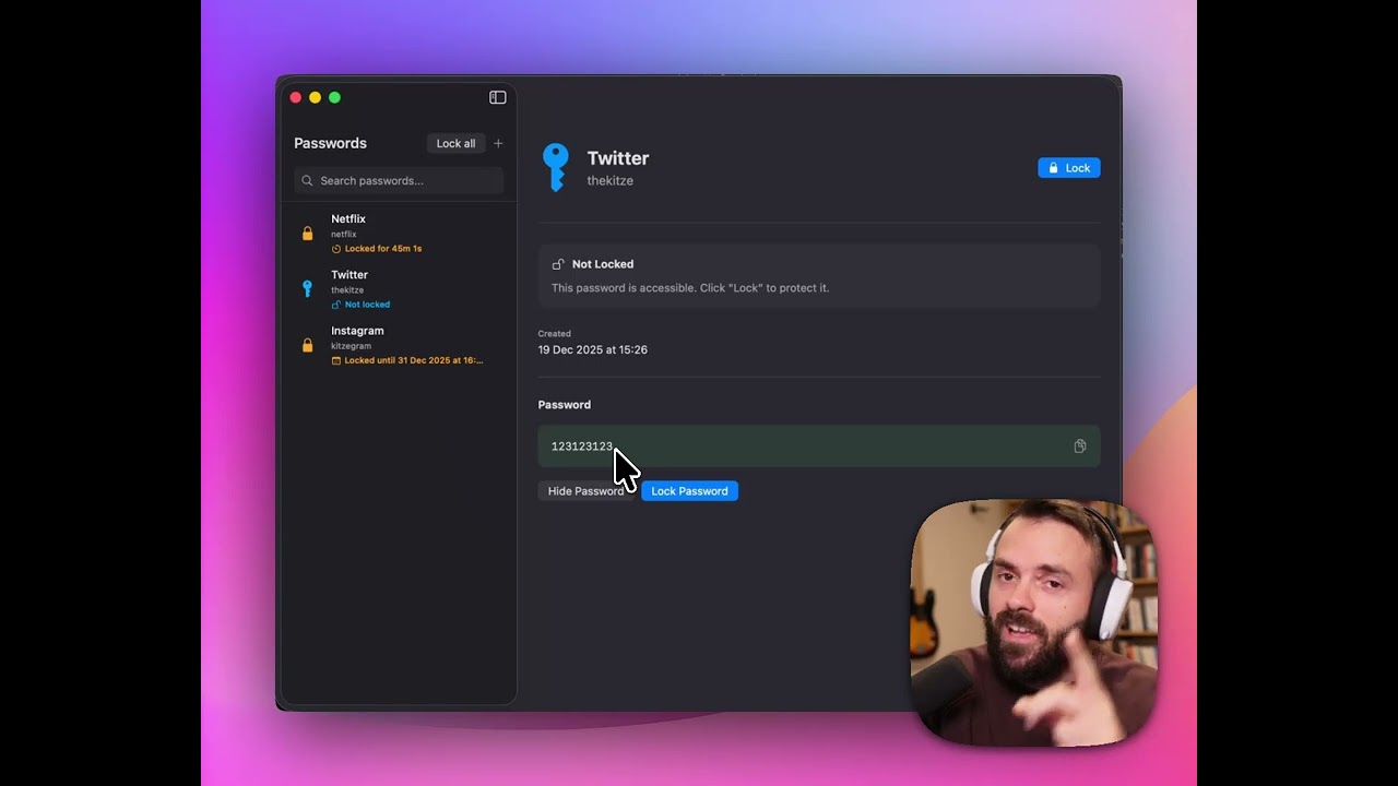 Introducing PassLock - lock passwords to addictive websites