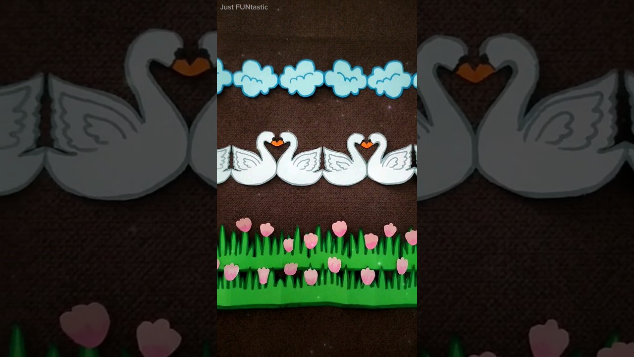 🦢 3 Easy Decorative paper chain ideas 🌸 | Bulletin board border design 😍 #borderdesigns #crafts