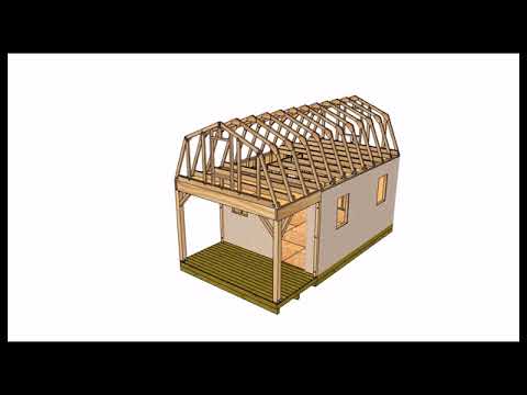 12x22 small cabin plans with loft and Porch