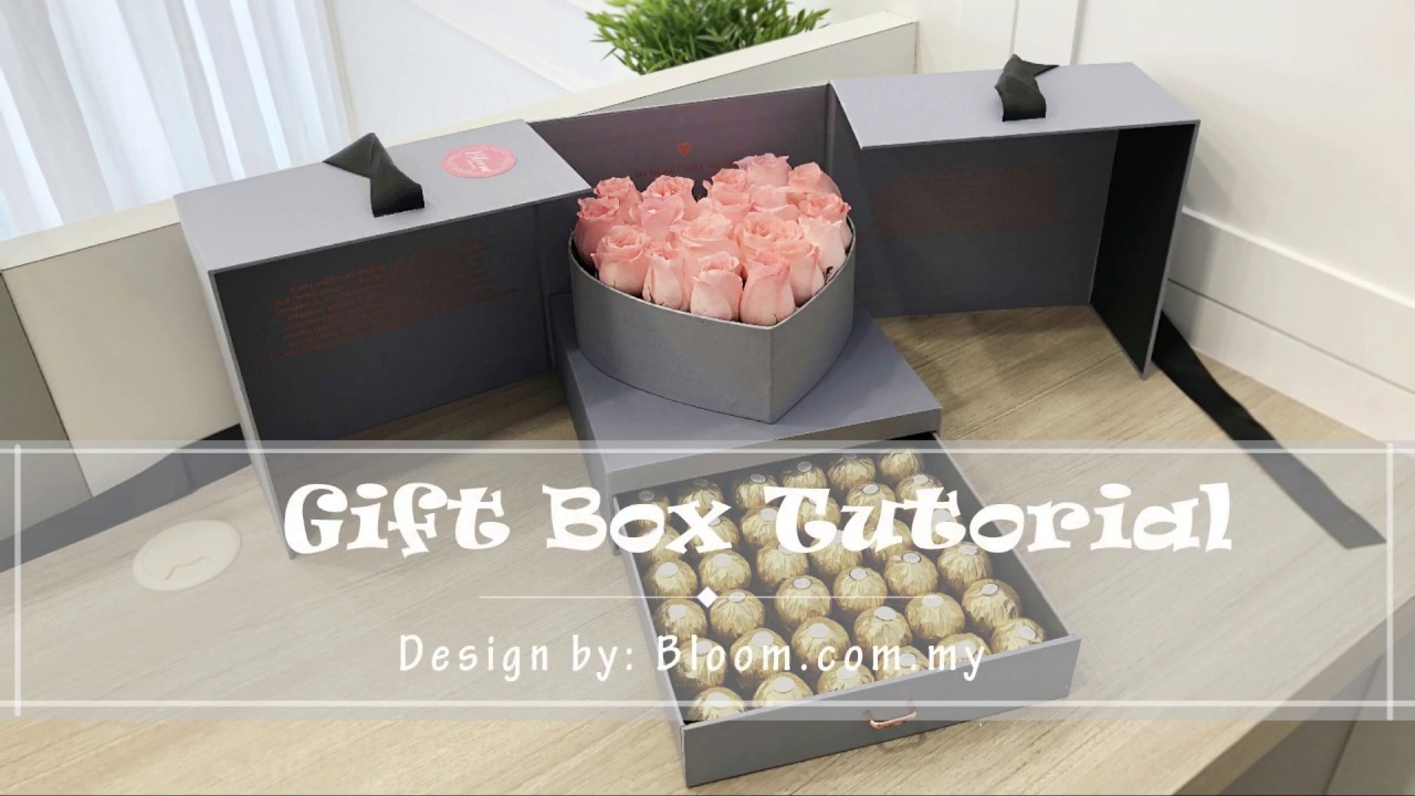 Gift Box Tutorial | How to make gift box with pink roses (Surprise Gift - Flower Box With Chocolate)