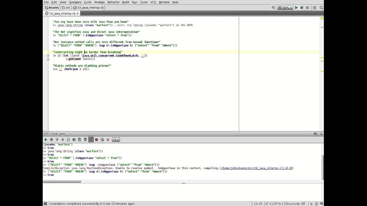 Clojure Koans 19 - Java Interop