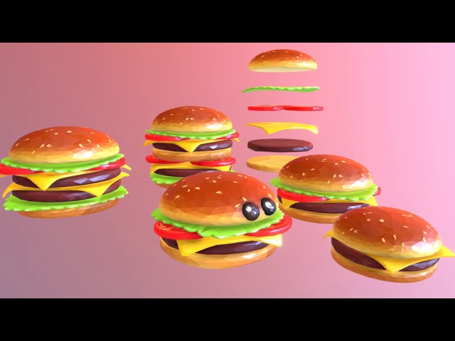 Lowpolyart burger cheeseburger constructor 3D Model - FlatPyramid