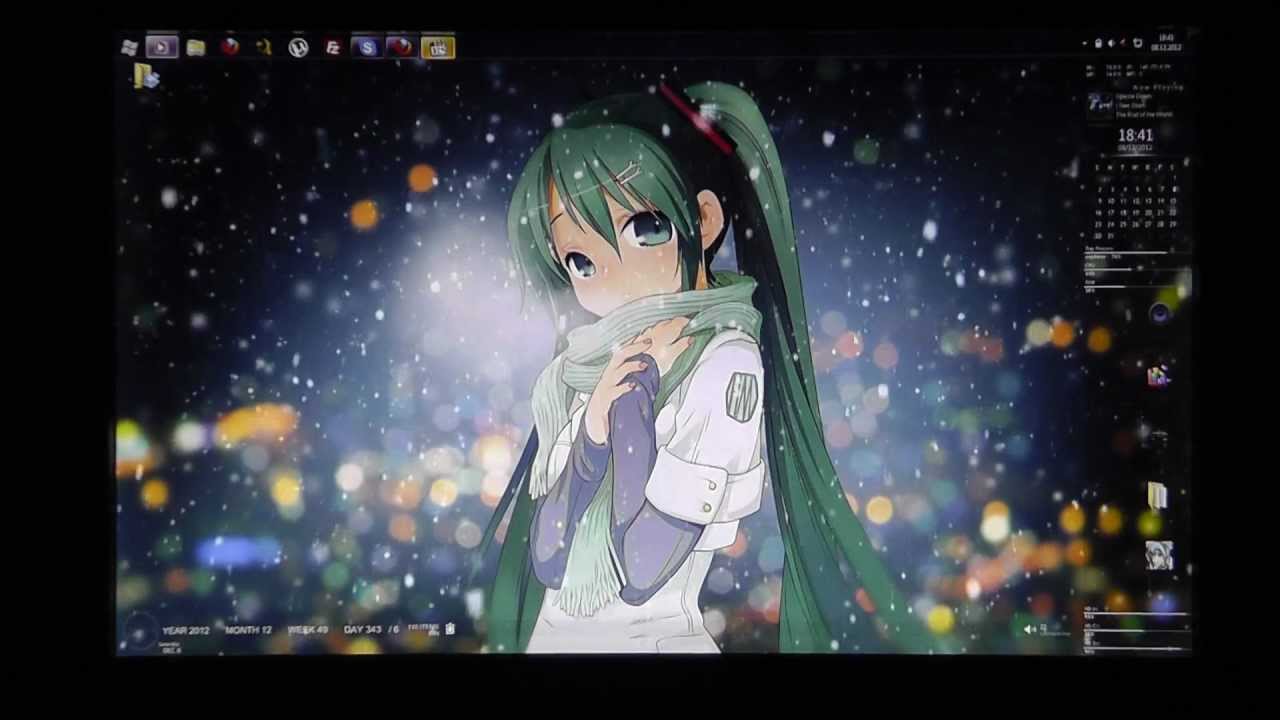 Miku and Snow - DreamScene Wallpaper