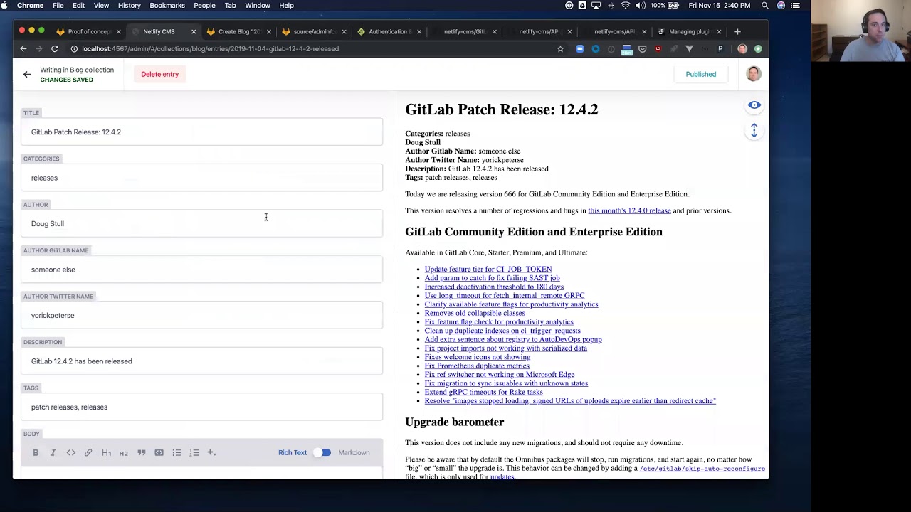 Netlifycms and modifying the GitLab handbook