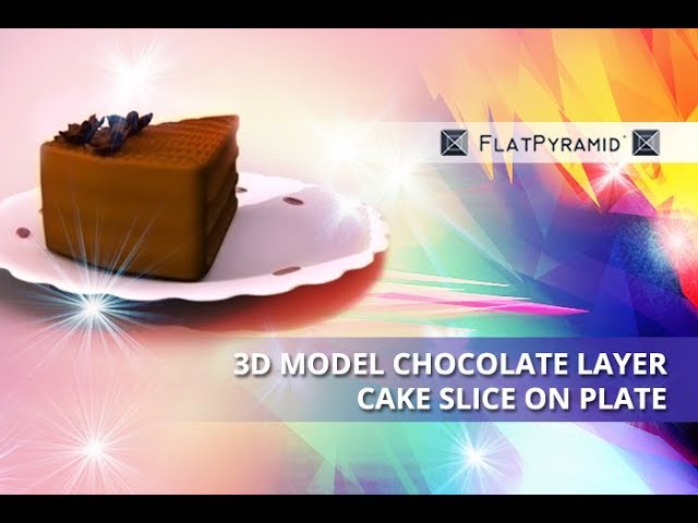 chocolate layer cake slice on plate 3D Model - FlatPyramid