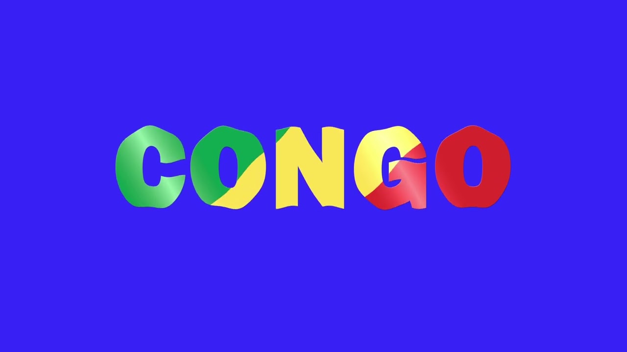 Congo Country Name Text Animation with Waving Flag as a Texture | 4K | FREE TO USE