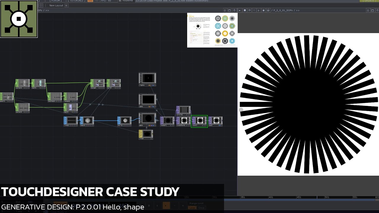 TouchDesigner Tutorial 28 - Case Study [Generative Design: P.2.0. Hello,shape]