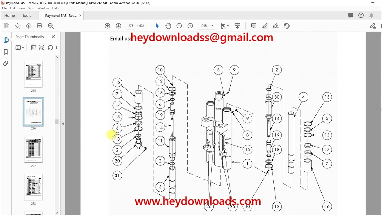 Raymond EASi Reach-Fork® Truck EZ-D EZ-DD Parts Manual PDPM-0212