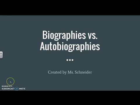 Biography Unit: Biographies vs. Autobiographies Mini-Lesson