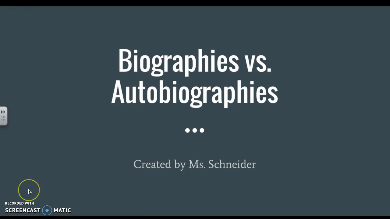 Biography Unit: Biographies vs. Autobiographies Mini-Lesson