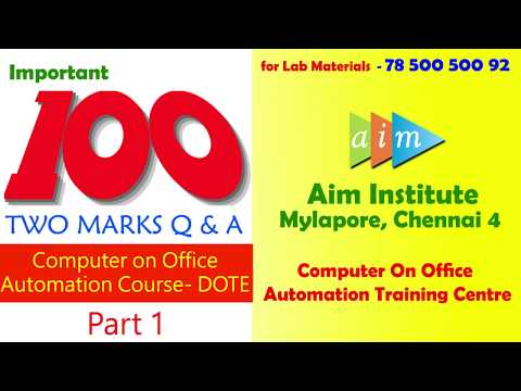 Computer on Office Automation, Chennai: Computer on office automation ...
