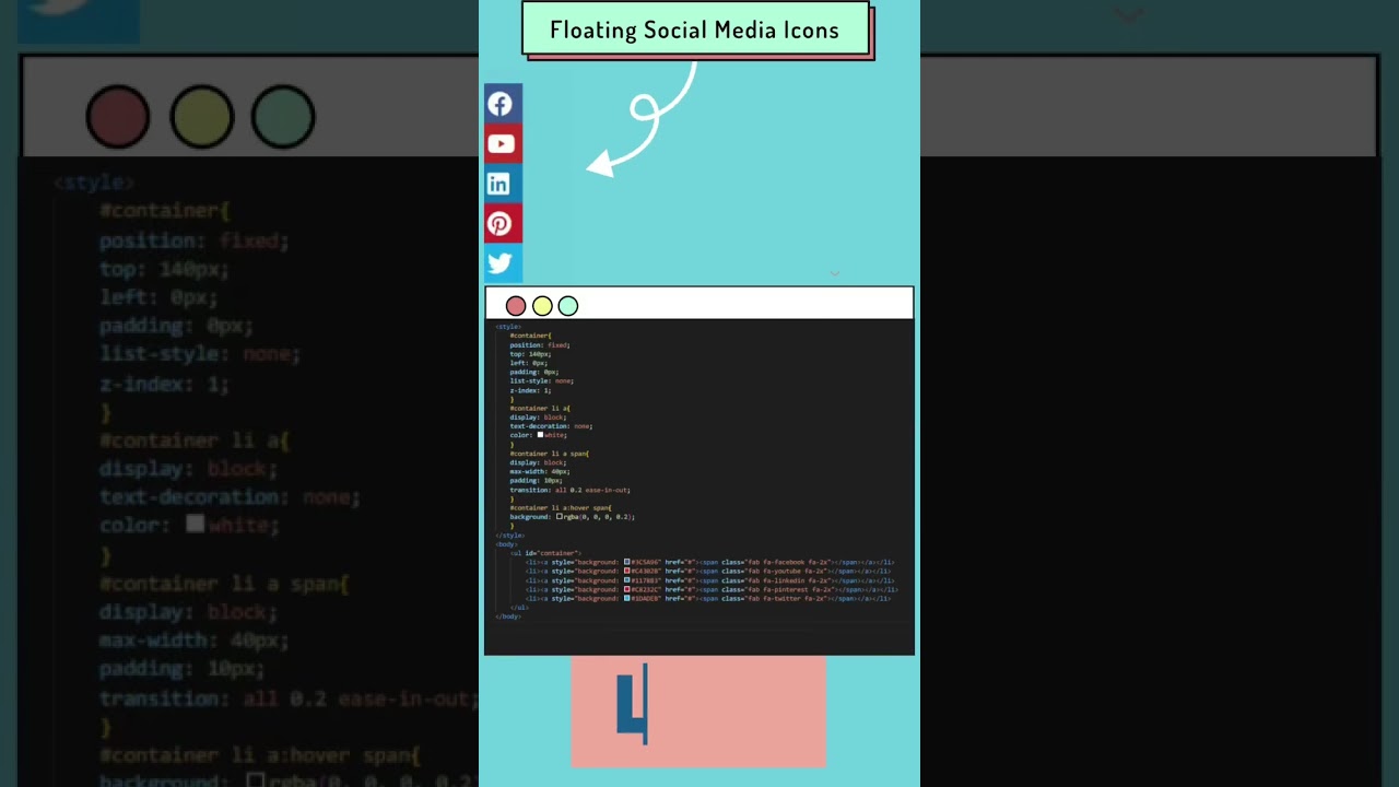 How to make floating social media icons html css