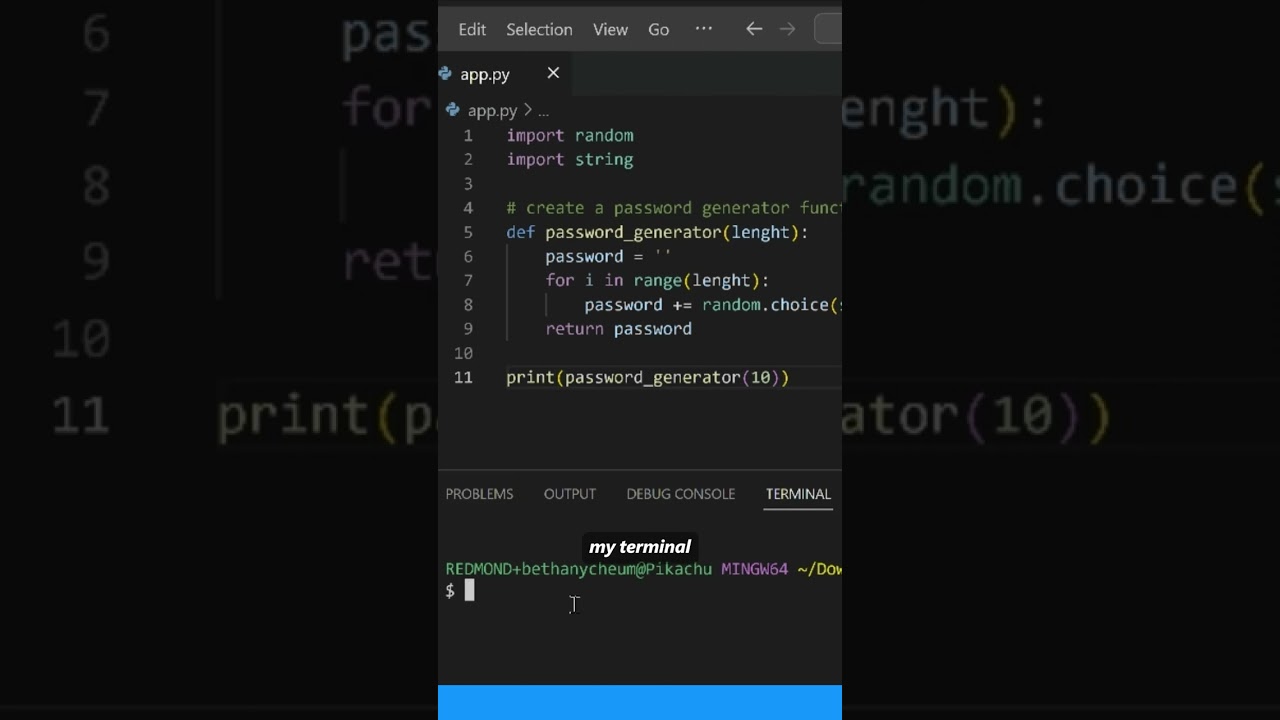 Random password generator with python and GitHub Copilot