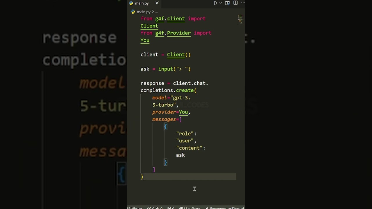 Use ChatGPT in Python for FREE! | #shorts #python #programming