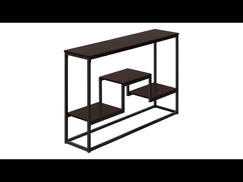 I 3582 Accent Table - 48"L / Espresso / Black Metal Hall Console - Monarch Specialties