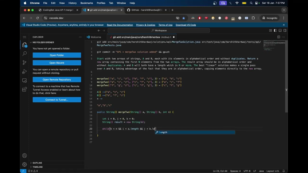 CodingBat Java | AP-1 Section | mergeTwo