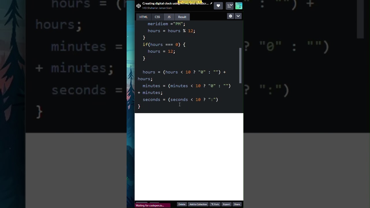 Creating Working Digital Clock using HTML and JavaScript #shorts