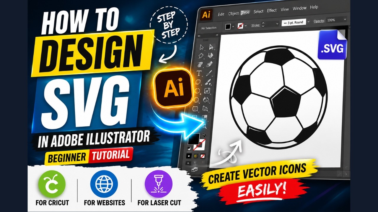 How to Design SVG in Illustrator (Step-by-Step)|Make Vector Icons for Cricut  |Beginner SVG Tutorial