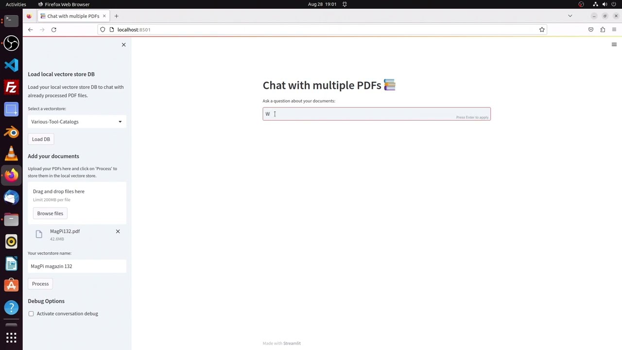 Chat with multiple PDF files - implemented a vectore database store management