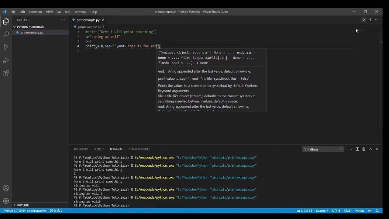 How to Use end and sep parameters in Python Print Function | Python Step by Step Tutorial